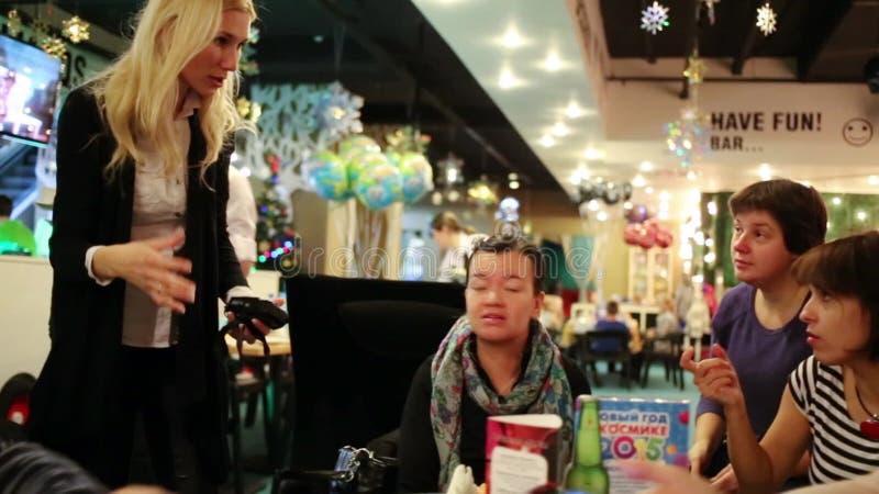People are Sitting at the Fast Food Restaurant and Stock Footage ...
