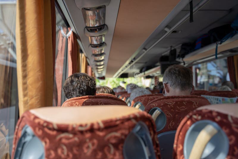 People Sitting Inside the Bus and Travelling Stock Image - Image of ...