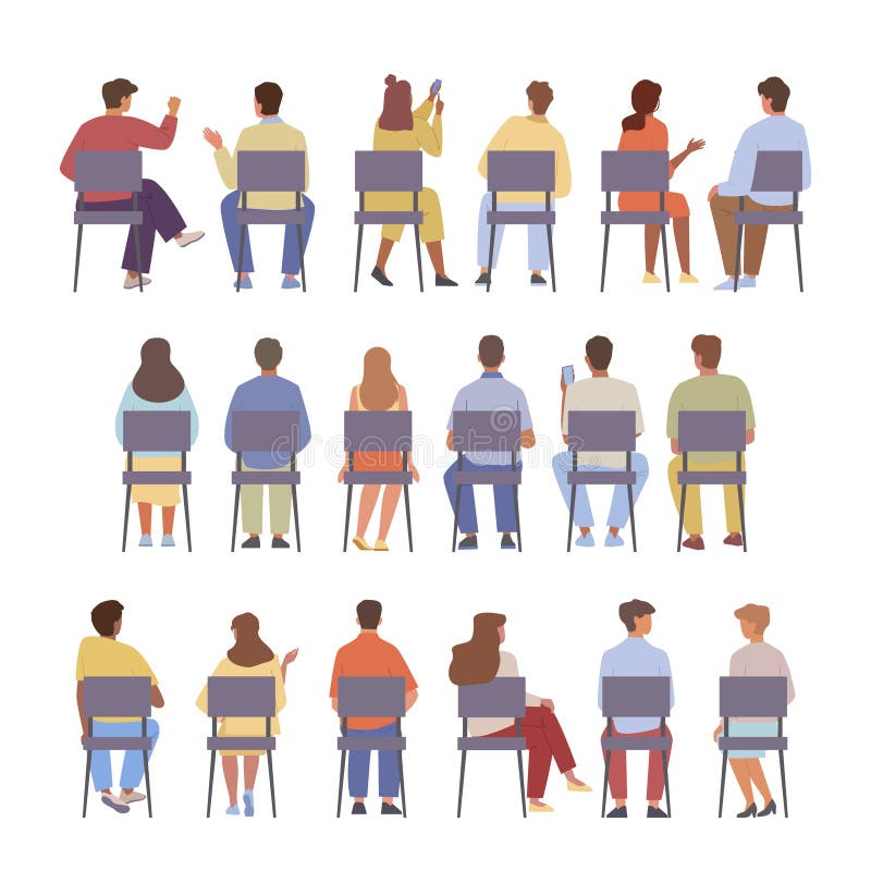 People Sitting. Persons Back View Sitting N Chairs. Vector ...