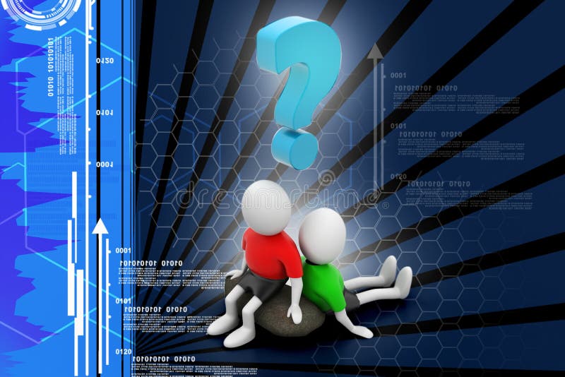 People Sitting with Question Mark Stock Illustration - Illustration of ...