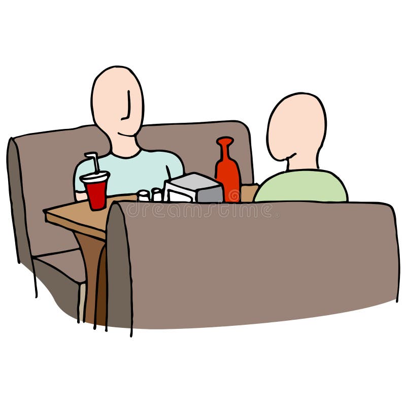 People Sitting at Restaurant Booth Stock Vector - Illustration of food ...