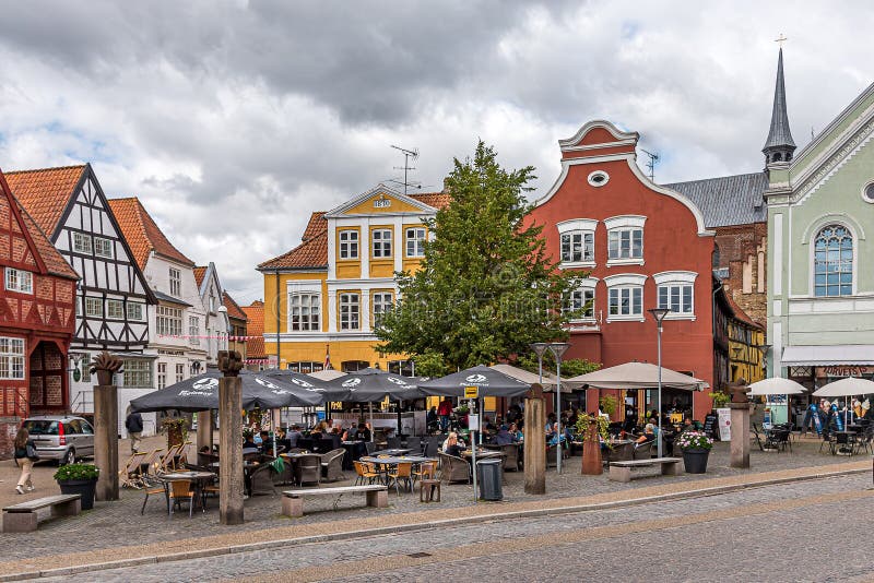 People Sitting in a Restaurant at the Square in Haderslev, Denmark ...