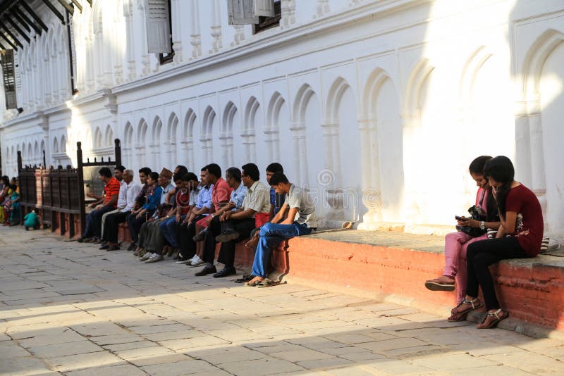 People Sitting on the Step in Kathmandu Durbar Square Editorial Stock ...