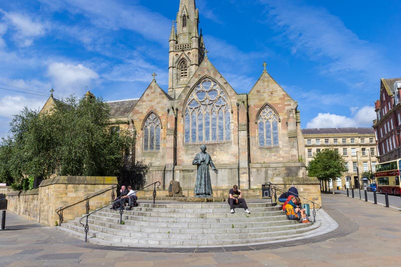 People Sitting on the Steps in Front of the Cathedral in Newcastle upon ...