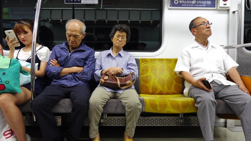People Sitting on the Train in Seoul, Korea Stock Footage - Video of ...
