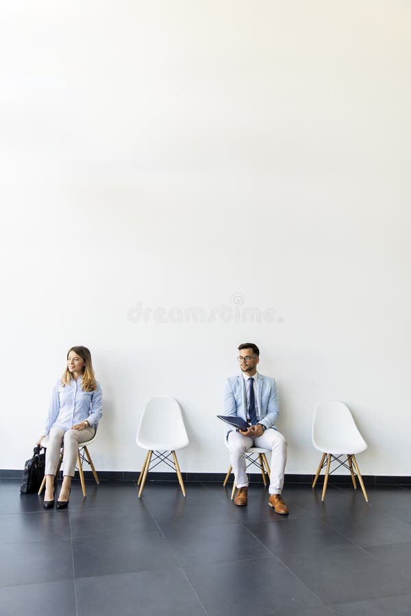 People Sitting in the Waiting Room before an Interview Stock Image ...