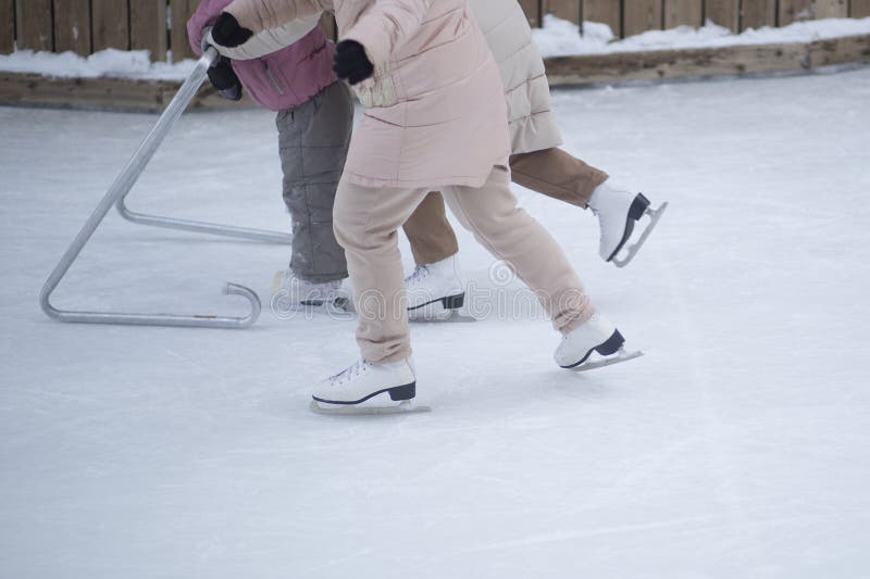 People Skate in the Winter in the Cold on the Ice Rink Stock Photo ...