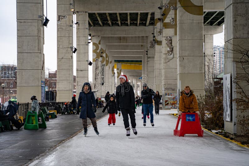 People Skating at the Bentway Ice Rink in Toronto. Editorial Stock ...