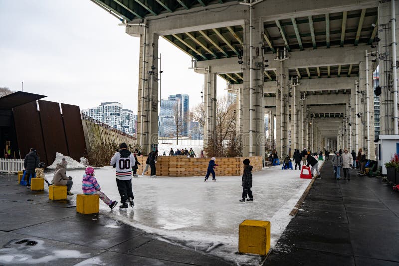 People Skating at the Bentway Ice Rink in Toronto. Editorial Stock ...