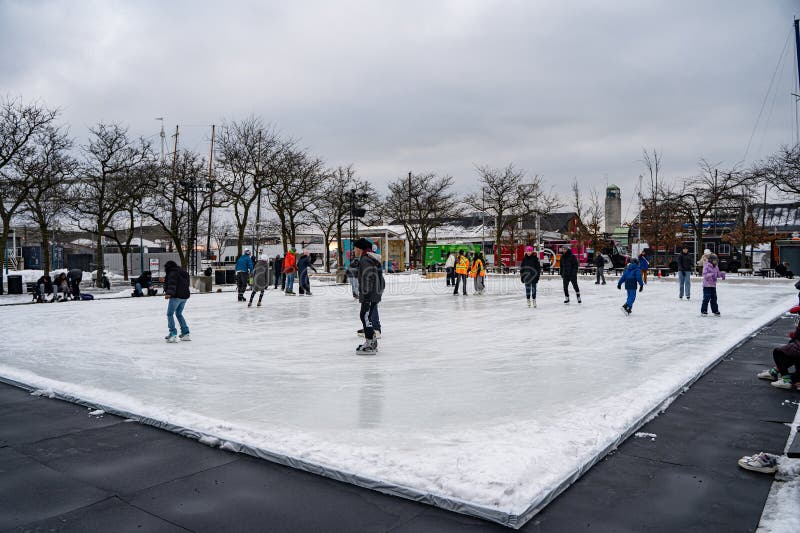 People Skating at the Harbourfront Centre Ice Rink in Toronto ...