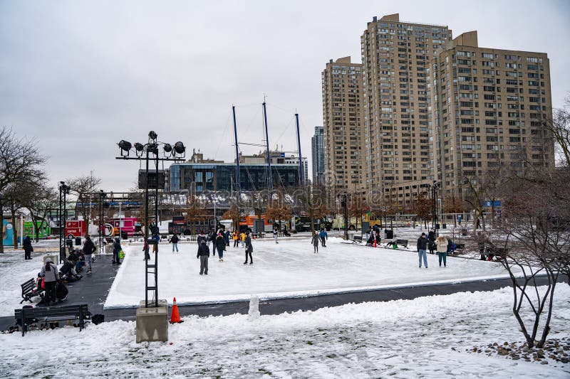 People Skating at the Harbourfront Centre Ice Rink in Toronto ...