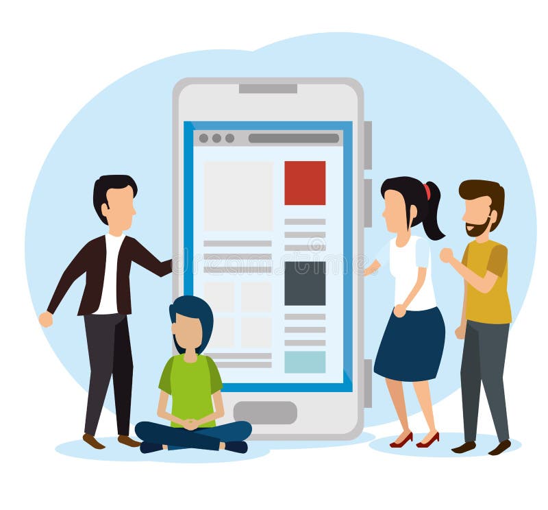 People with Smartphone Website Technology Information Stock Vector ...