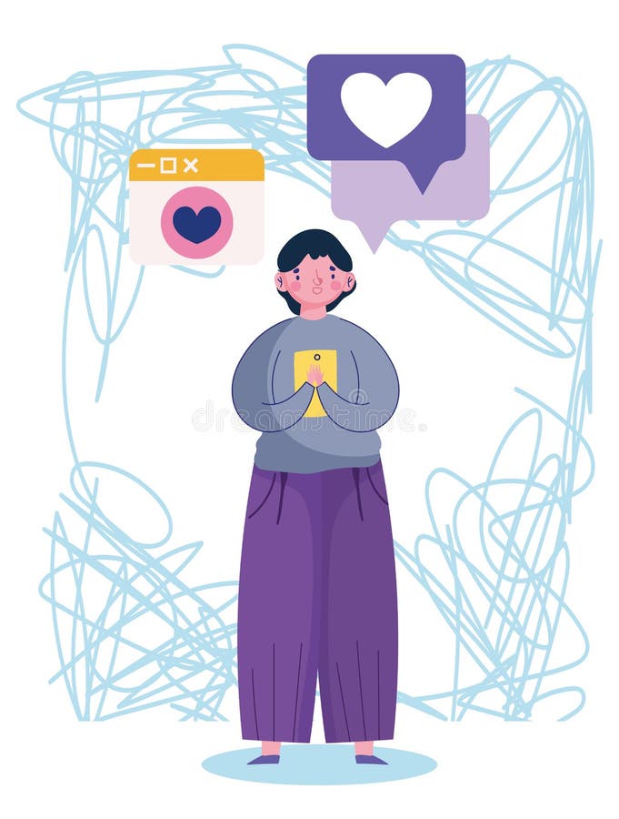 People and Smartphone, Young Man Using Mobile Chatting Love Message ...