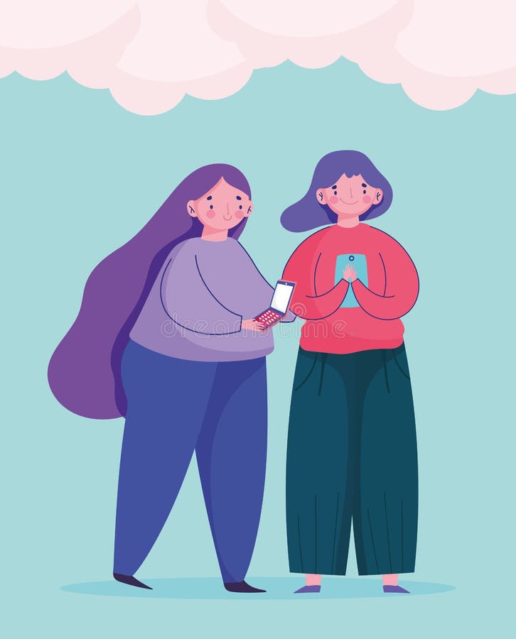 People and Smartphone, Young Women Using Mobile Devices Technology ...