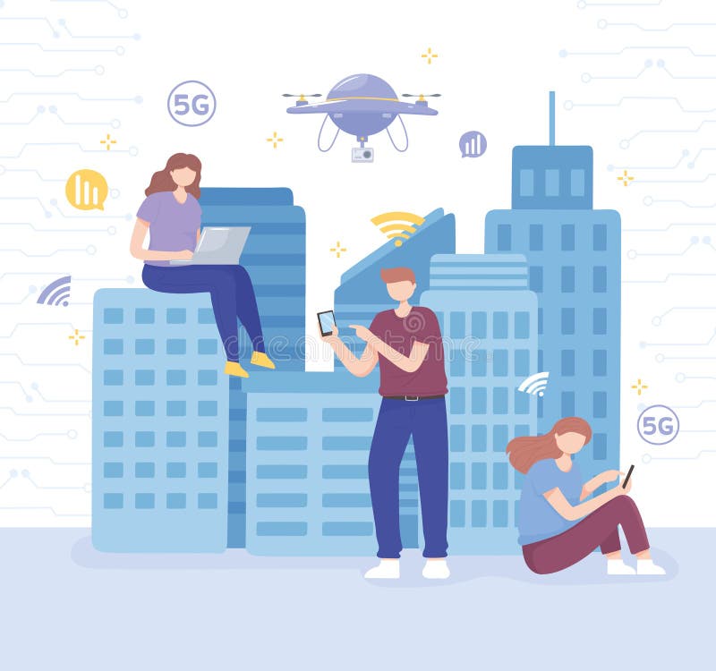 People with Smartphones Laptop Devices Use High Speed Internet, 5 ...