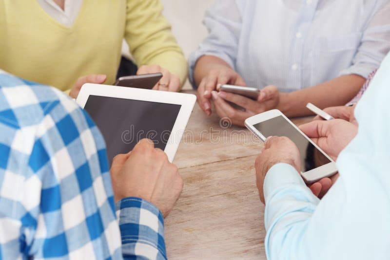 People with Smartphones and Tablets Stock Image - Image of friends ...