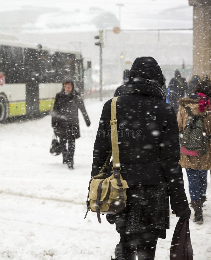 People at snow storm stock photo. Image of electric, train - 28436770