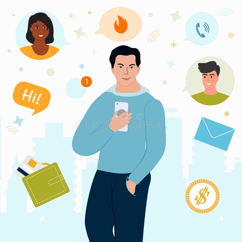 People Social Media App Online Communication Info Stock Vector ...