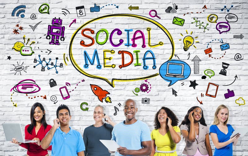People with Social Media Communication Stock Photo - Image of light ...