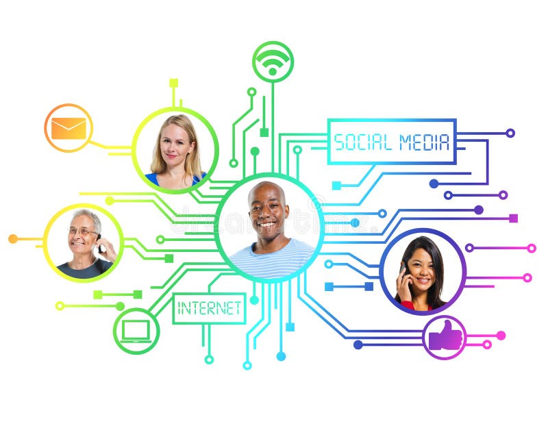 People with Social Media Connection Stock Illustration - Illustration ...