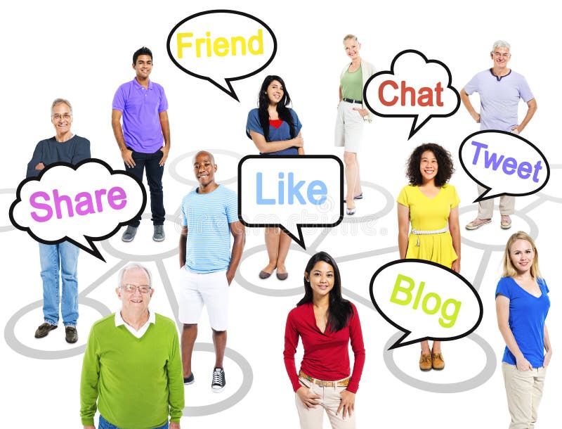 People with Social Networking Themed Words. Stock Image - Image of ...