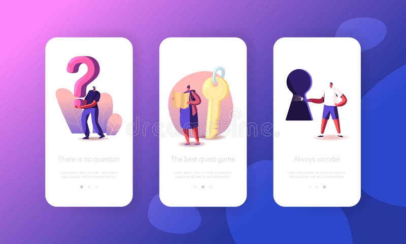 Escape Room Mobile App Page Onboard Screen Template. Tiny Characters ...