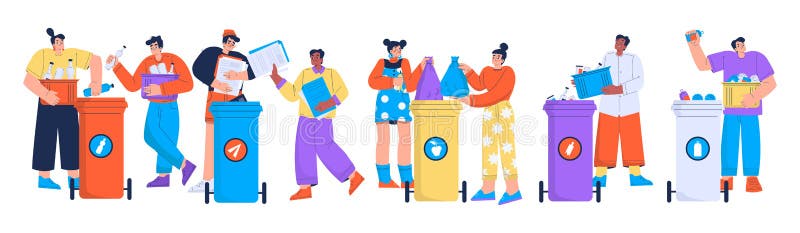 People Sorting Garbage for Recycling, Environment Stock Vector ...