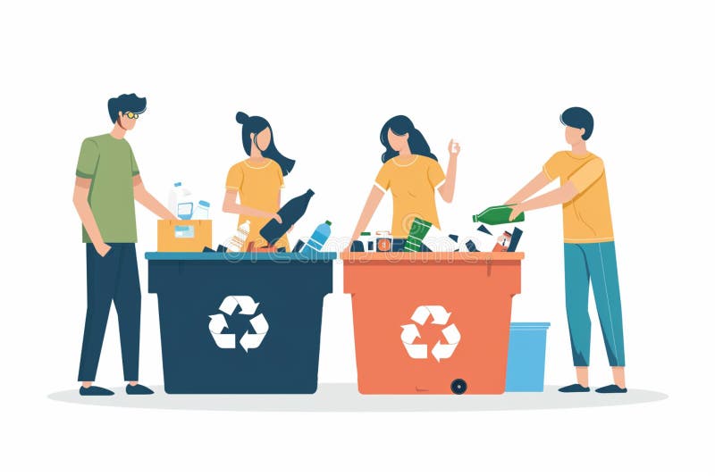 People are Sorting Garbage. Recycling Waste Management Concept ...