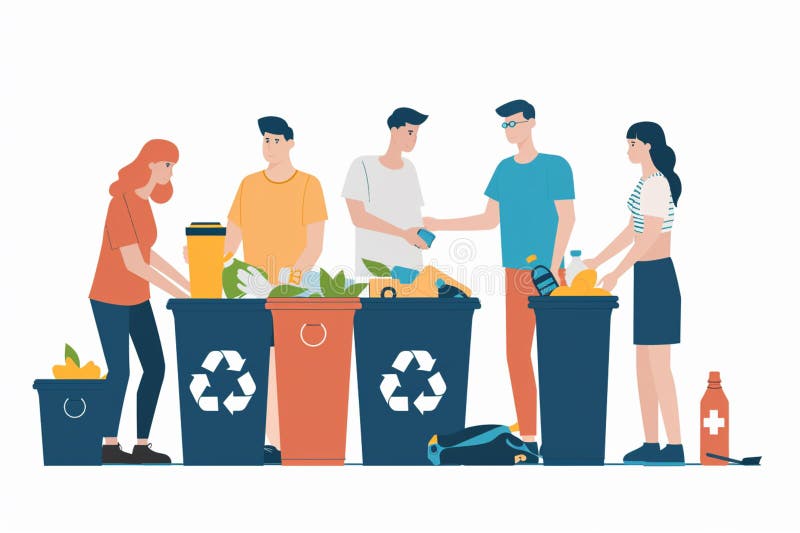 People are Sorting Garbage. Recycling Waste Management Concept ...