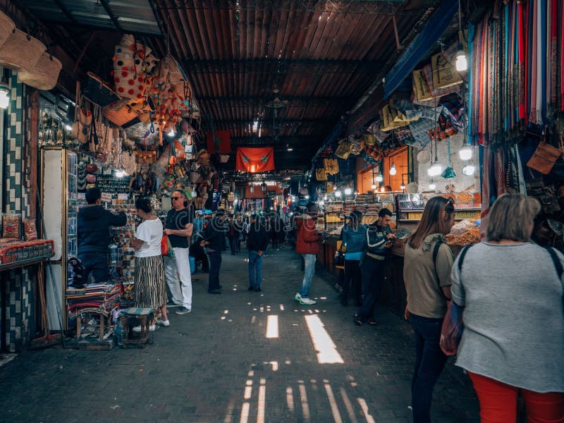 People in the Souk of Marrakech, Morocco. Editorial Photo - Image of ...
