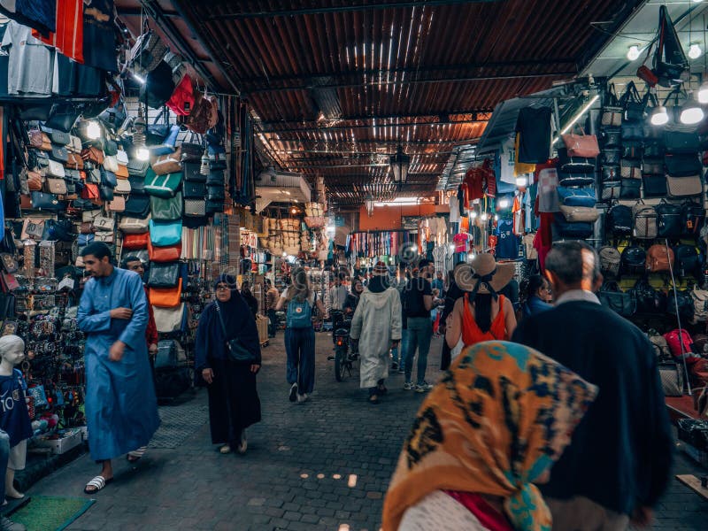 People in the Souk of Marrakech, Morocco. Editorial Stock Photo - Image ...