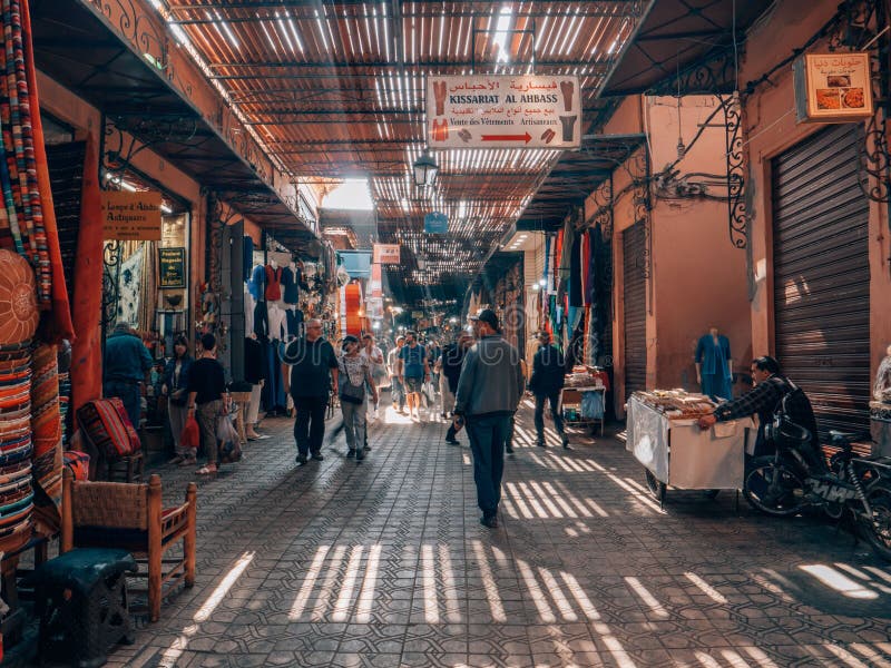 People in the Souk of Marrakech, Morocco. Editorial Stock Image - Image ...