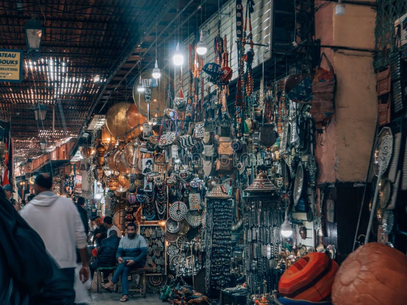 People in the Souk of Marrakech, Morocco. Editorial Stock Image - Image ...