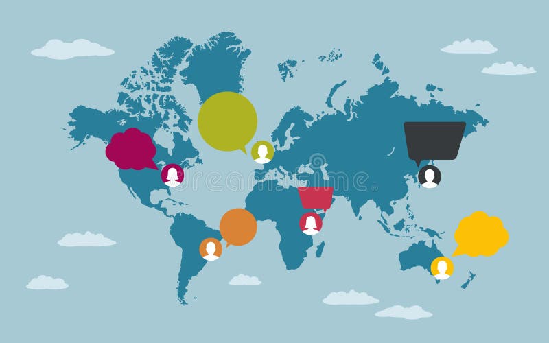 Multilingual Translation World Map Concept Stock Vector - Illustration ...