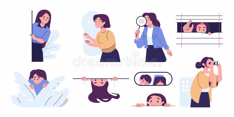 Girl Sneaking Stock Illustrations – 122 Girl Sneaking Stock ...