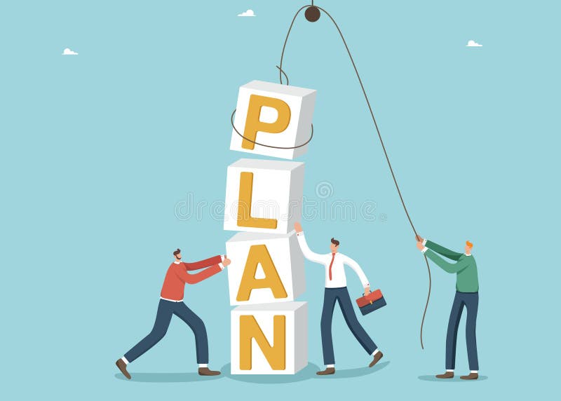 People Stack Word Plan with Cubes Stock Vector - Illustration of ...