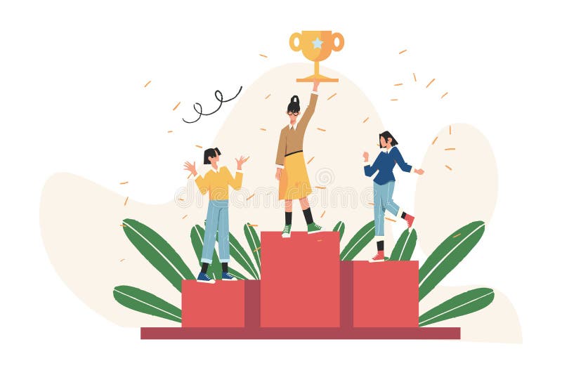 People Stand on the Podium First, Second and Third Place. Best Score ...