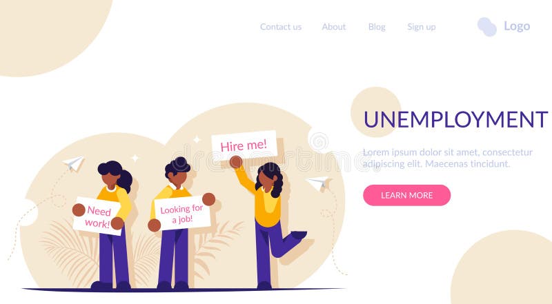 People Stand with Posters in Search of Work. Unemployment Concept ...