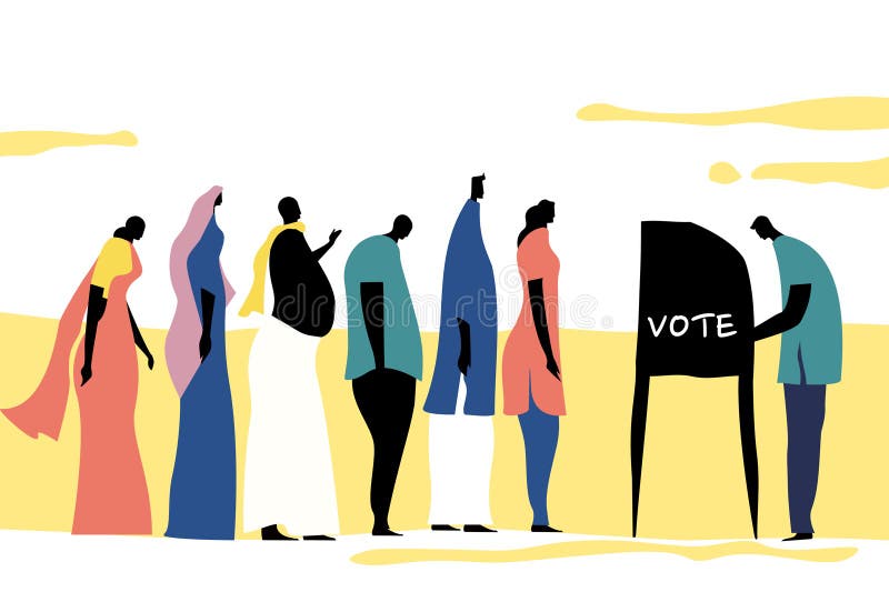 People Stand in a Queue To Cast Vote. Concept for Election in India ...