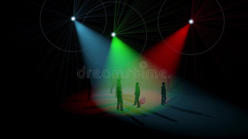 People Stand Rays Disco Intro 3d Stock Illustration - Illustration of ...