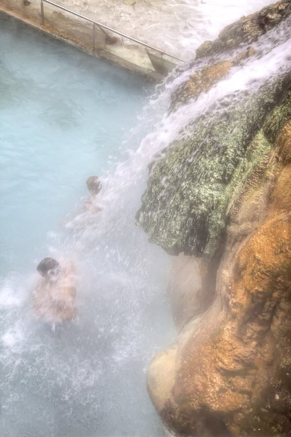 People Stand Under the Waterfall Jets with Healing Water Stock Image ...
