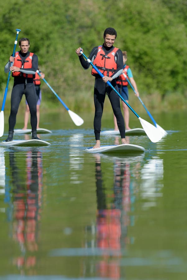 People with Stand Up Paddle Board Sup on River Stock Image - Image of ...