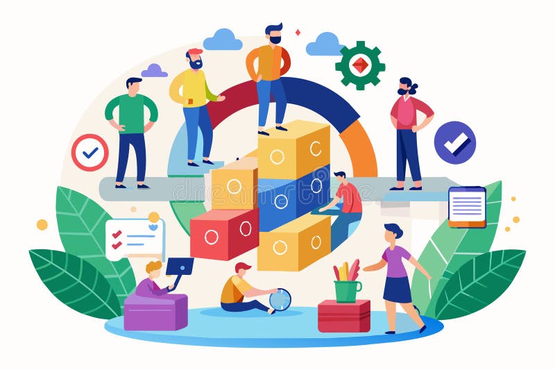 People Standing Atop Stacked Boxes in a Group Setting, Scrum Method ...