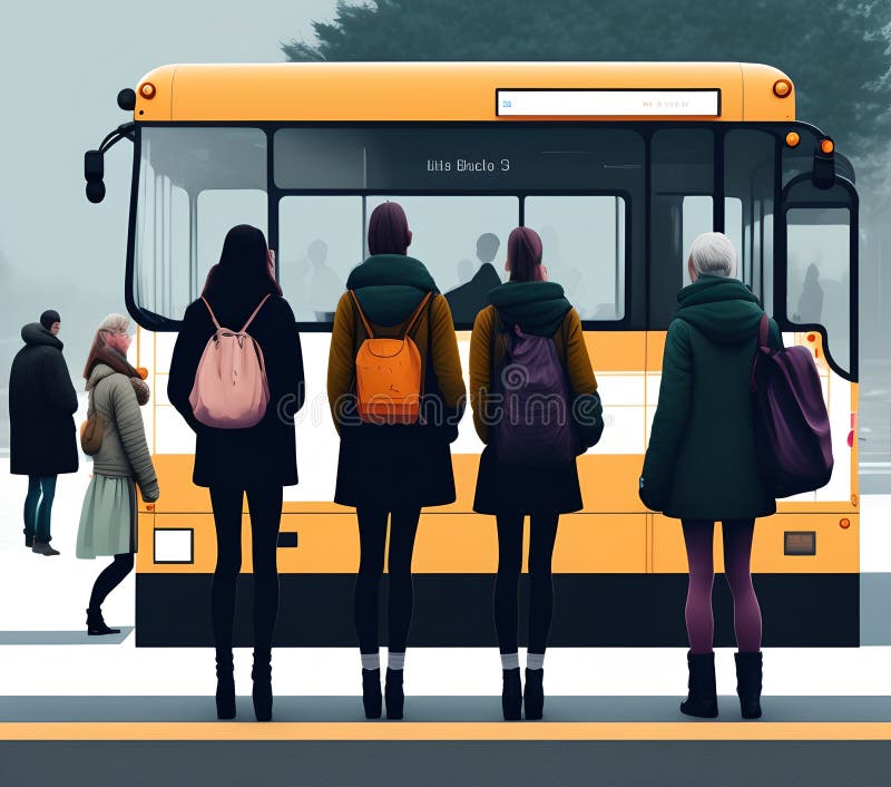 People Standing Bus Stop Stock Illustrations – 637 People Standing Bus ...