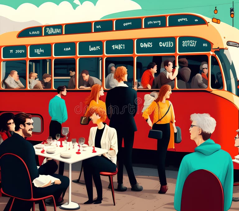 People Standing by Bus Stop, Generative AI Illustration Stock ...