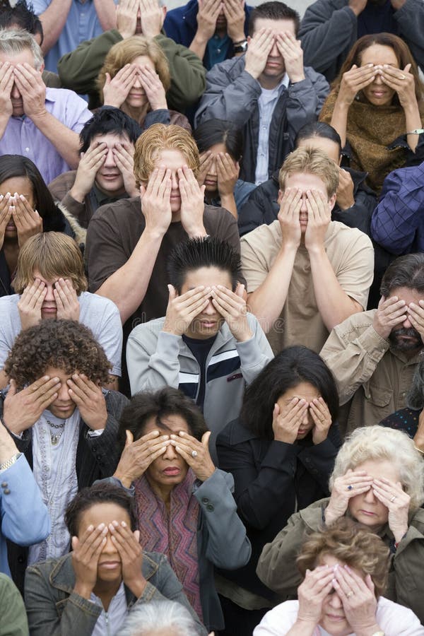 Man Raising Hands while People Covering Their Ears Stock Photo - Image ...