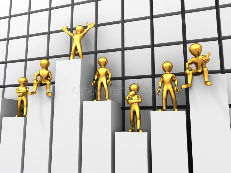 People Standing on Different Levels of the Chart Stock Illustration ...