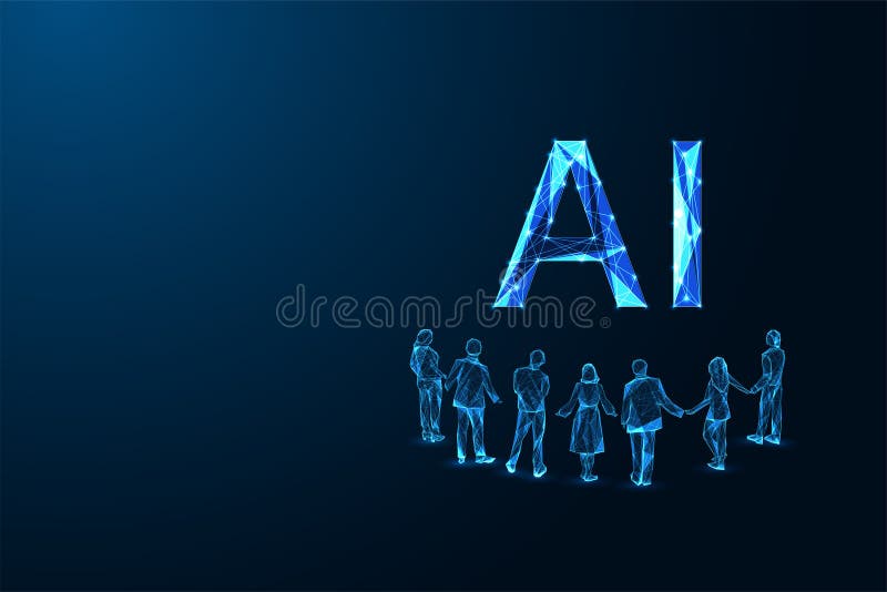 People Standing in Front of AI Symbol. Artificial Intelligence Adoption ...