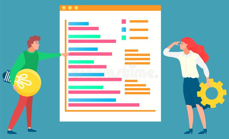 People Standing Near Data Board, Statisctics Chart Stock Vector ...