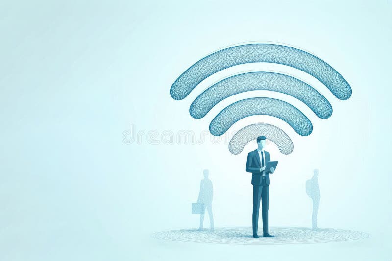 People Standing Near the Wi-Fi Sign. Space for Text. Stock Photo ...